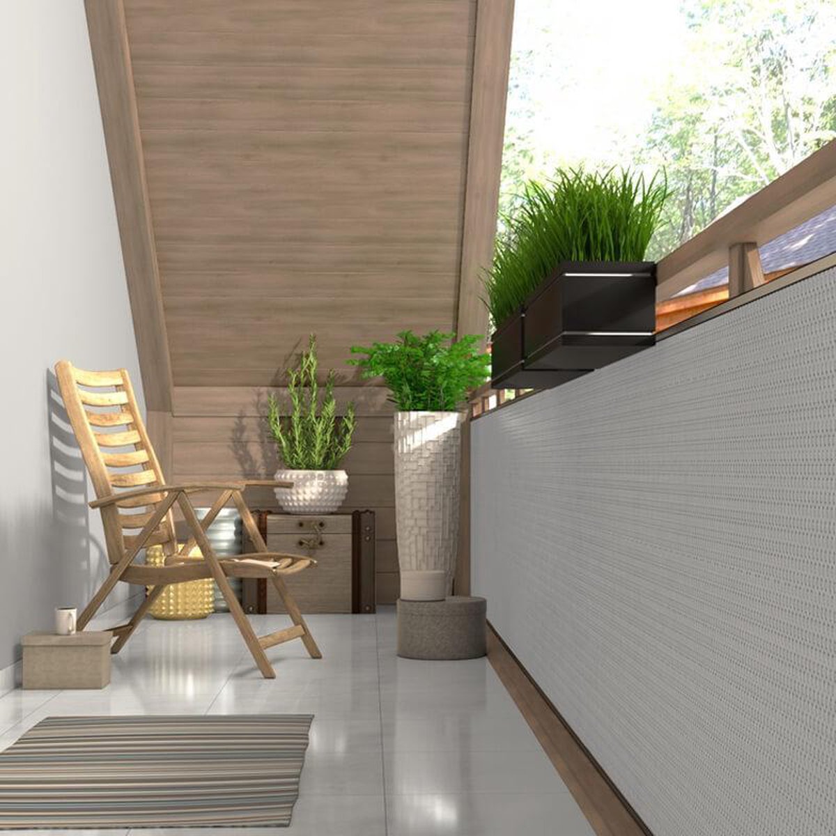 Balkonscherm - Balkondoek - Privacyscherm - Lichtgrijs - 5 meter lang ...