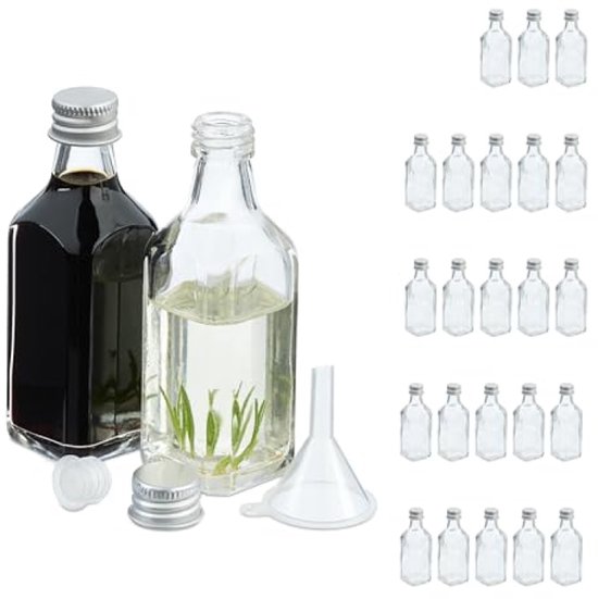 PromoHome Glazen Flesjes Set van 25 - 50 ml Mini Flessen met Schroefdop ...