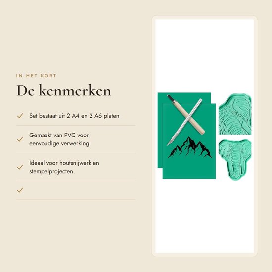 Dailygoods- Linolsnijplaat Groen - Linoleum Snijset - 2x A4 + 2x A6 | bol