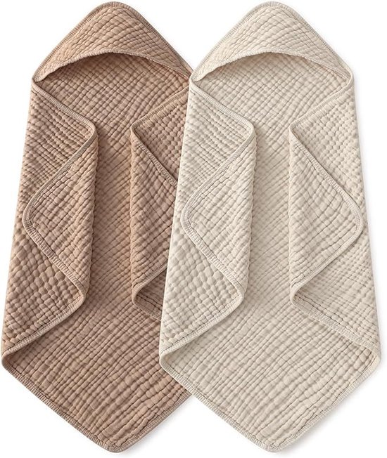 Babybadhanddoeken, 2 stuks - Biologisch katoenen gaas - Met capuchon ...