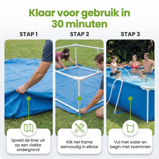 Intex Rechthoekig Frame Zwembad - 300 x 200 x 75 cm - Blauw - Inclusief ...