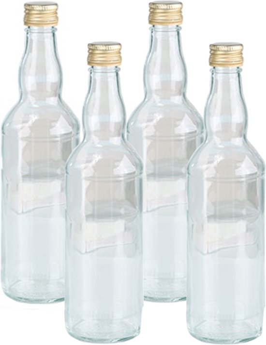 Glazen fles met schroefdop van 500 ml - 4x - Weckflessen - Waterflessen ...