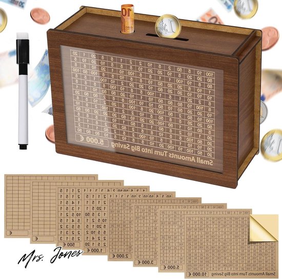 Mrs. Jones Houten Spaarpot met Stickers - Cash Spaarvarken ...