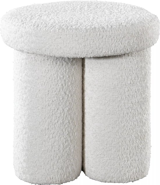 Vente-unique Poef van witte boucléstof CONOMO L 38 cm x H 40.5 cm x D ...