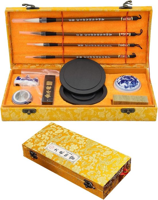 10 Pieces Calligraphy Set in Gift Box - Brush Writing Ink Landscape ...