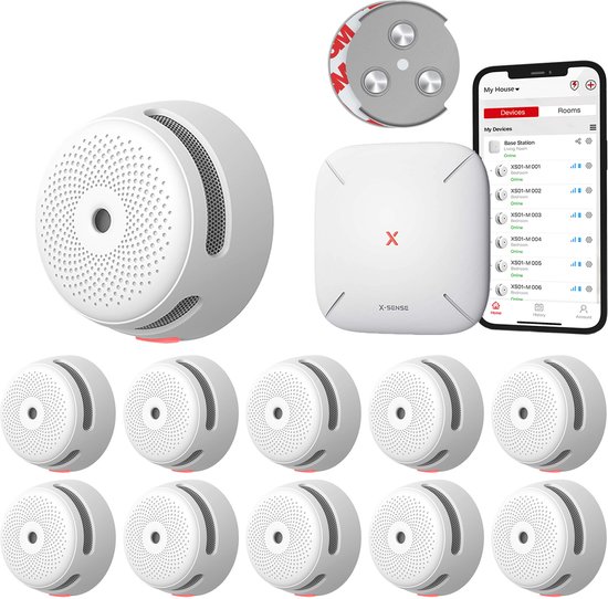 X-Sense Link+ Pro Slimme Rookmelder bundel zonder boren - 10 XS01-M ...