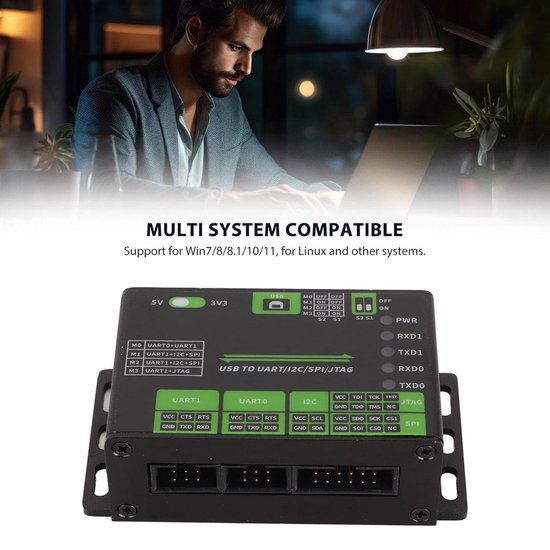 USB naar UART-I2C-SPI-JTAG Converter met 3.3V + 5V USB-busadapter + 1 ...