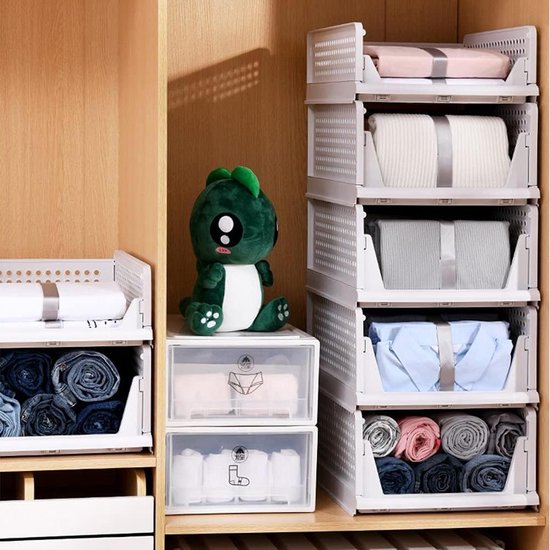 Opvouwbare plastic opbergkisten - ladebox stapelbaar - kledingkast ...