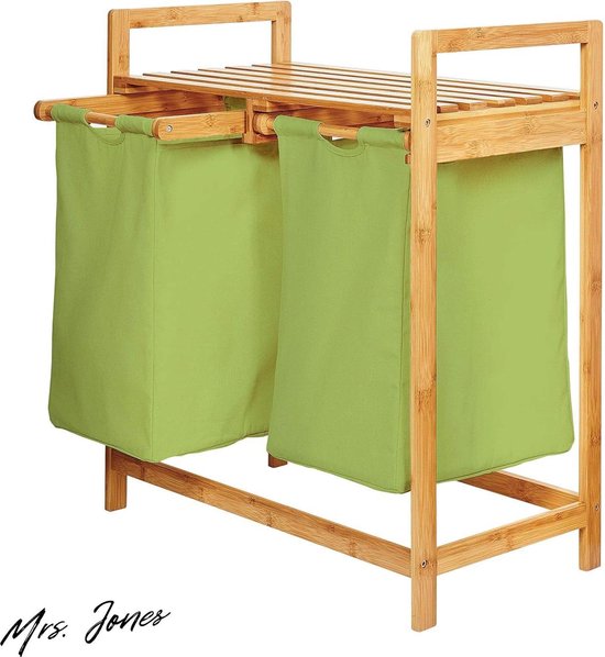 Mrs. Jones Bamboe Wasmand met 2 uittrekbare waszakken - Afmeting ca. 73 ...