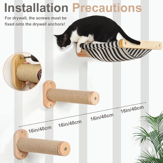 Katten Klimmuur Kattenklimwand parkset 2 trappen Kattenhangmat Muur ...