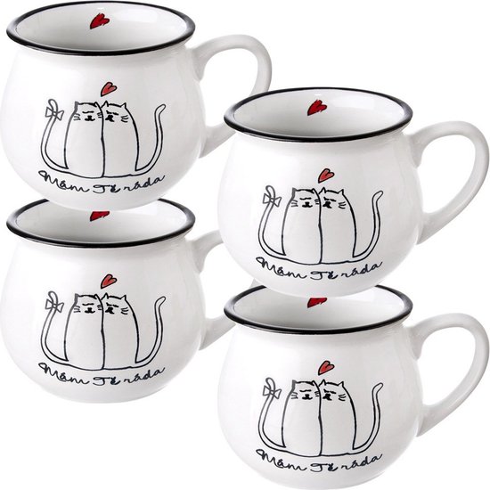 Mokken Keramiek 300 ml 4 stuks - Set - Bekers - Koffiebekers - Kopjes - Koffiemok | bol