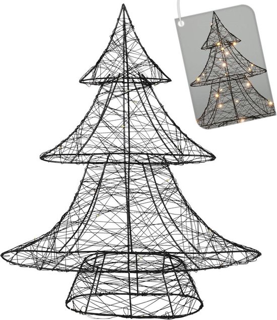 Kerstboom met Licht Zwart 30 LED 40 cm - Kerstboom - Kunstmatige ...