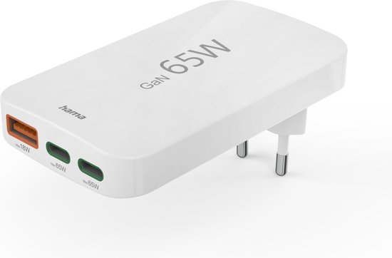 Hama 65W Snellader Inklapbaar - 2x USB-C en 1x USB-A aansluiting - 65 ...