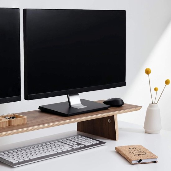 Universele monitor standaard voor 2 schermen 109 x 23 x 12 cm houten ...