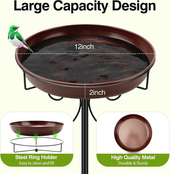 Metalen Vogelbad voor Tuin - Vintage Vrijstaand Vogelbad met 5-polige ...
