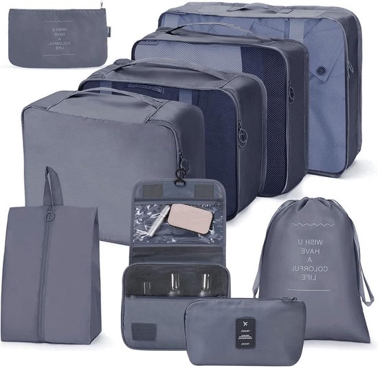 Foldable Waterproof Packing Cubes 9 Pack Travel Organizers - Shoe Bag ...