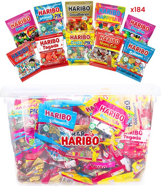 Haribo Mega-Fête ULTRA snoepzakjes box - strooigoed - 184 snoepzakjes ...