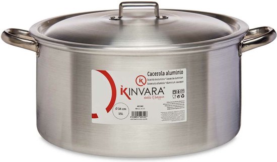 Kinvara grote kookpan/Soeppan met deksel - Aluminium - 15 liter - D37 x ...