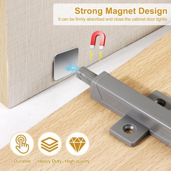 Magnetische deuropener voor kastdeur, set van 3 stuks, heavy duty, 45N ...