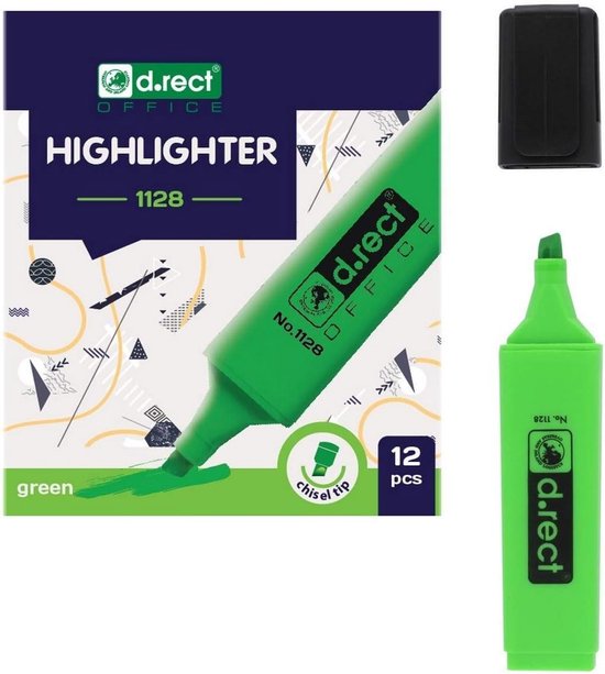 Set van 12 Groene Markeerstiften met Schuine Lasergraaf Kant | bol
