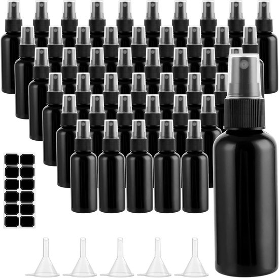 Lege zwarte spuitflessen 60 ml - set van 60 stuks voor reiniging ...
