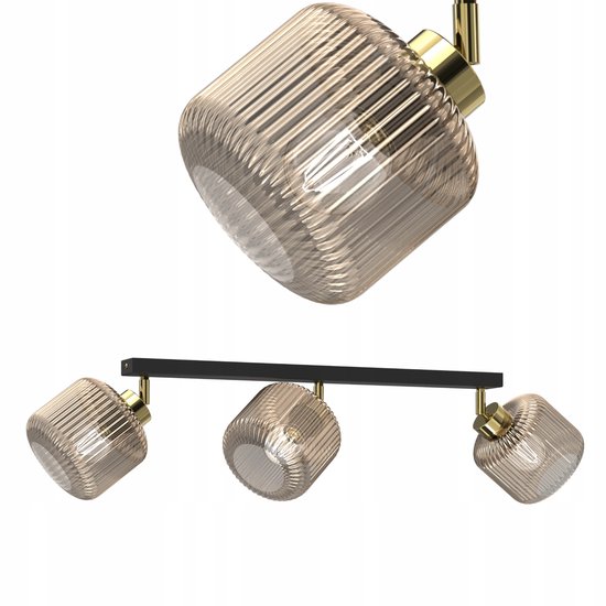 Amber Plafondlamp Glas Geribbeld E27 3-lichts | bol