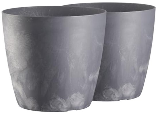 Set van 2 moderne ronde bloempotten van kunststof, diameter 35 cm | bol