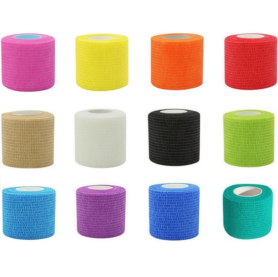 TRANKIELO® - Zelfklevend verband 12 rollen - 5 cm x 4,5 m - Ademend en ...