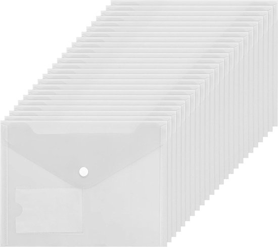 Doorzichtige Plastic Mapjes 24 stuks - Poly Bestanden met Drukknop Sluiting en... | bol