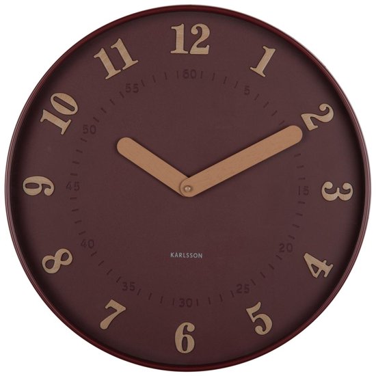 Karlsson Wandklok Amena - Rood - 40x40x40cm - Wandklok Modern | bol