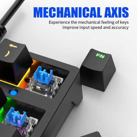 Mechanisch USB Bedraad Numeriek Toetsenbord met RGB Verlichting - 22 ...