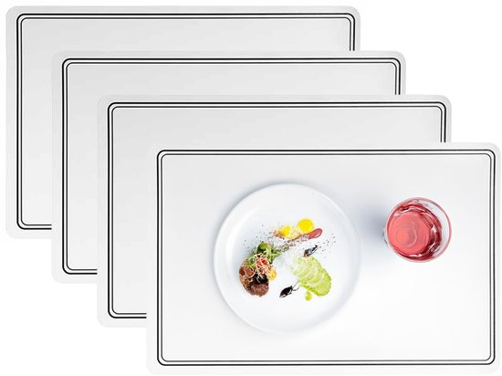 Cosy en Trendy tafel placemat - 12x - PU-leer/leer look - wit - 43 x 30 ...