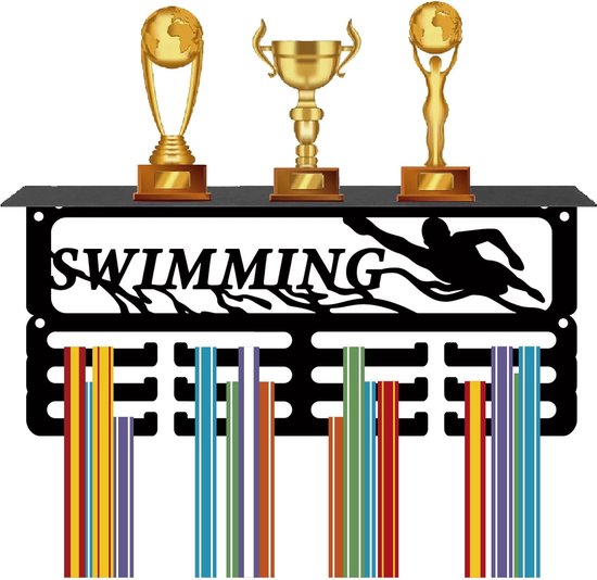 Swimming Medaille Houder - Trofee Plank - Medailles Display met Plank ...