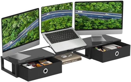Universele monitorstandaard bureau met verhoging met comfortabel ...