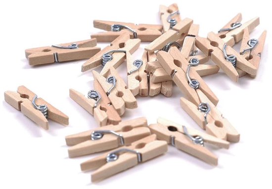 Scoby - Wasknijpers - Mini knijpertjes - Wooden Clips - 50 stuks - 2 ...