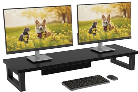 Dubbele Monitorstandaard - Bureauplank voor Laptop en Computerscherm ...
