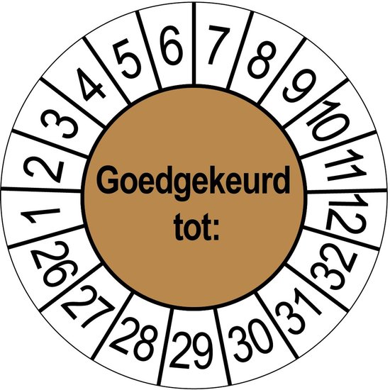 Keuringsstickers Goedgekeurd tot | 50 stuks 10 strips 35mm | Bruin | bol