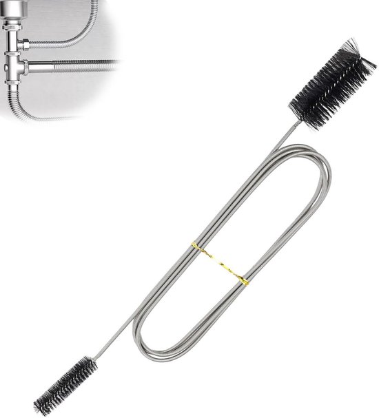 Azomor® Flexibele afvoerborstel met dubbele borstelkop voor diverse ...