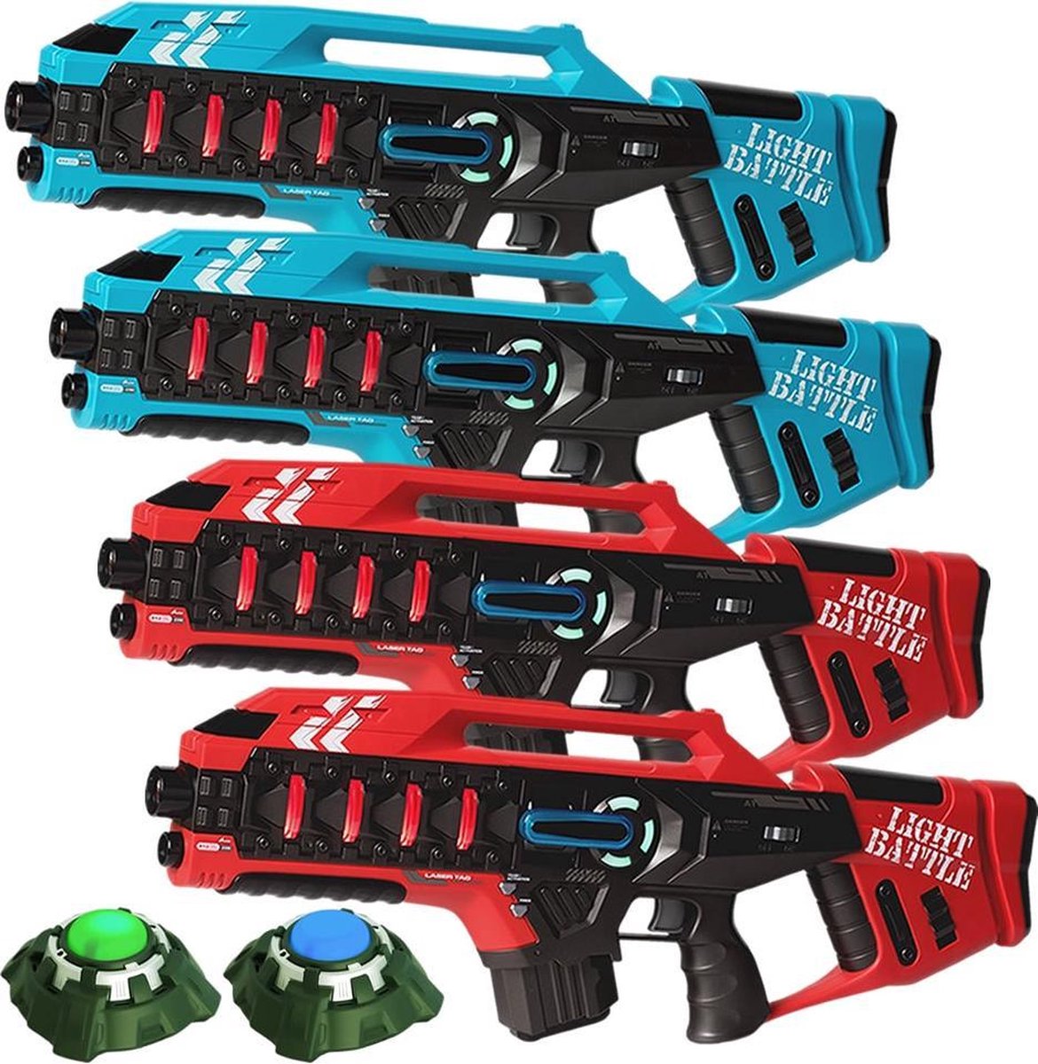 Light Battle Anti-Cheat Mega Blaster Laserguns - Blauw/Rood - 4x Laser ...