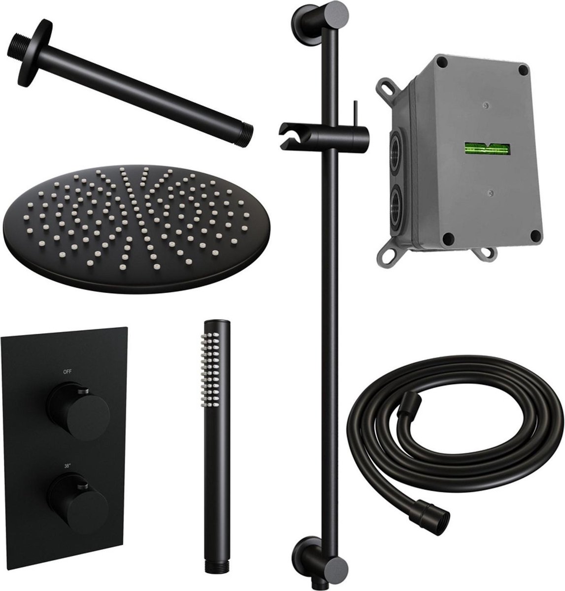 Inbouw Regendouche Set Brauer Black Edition Plafond Uitloop Ronde ...