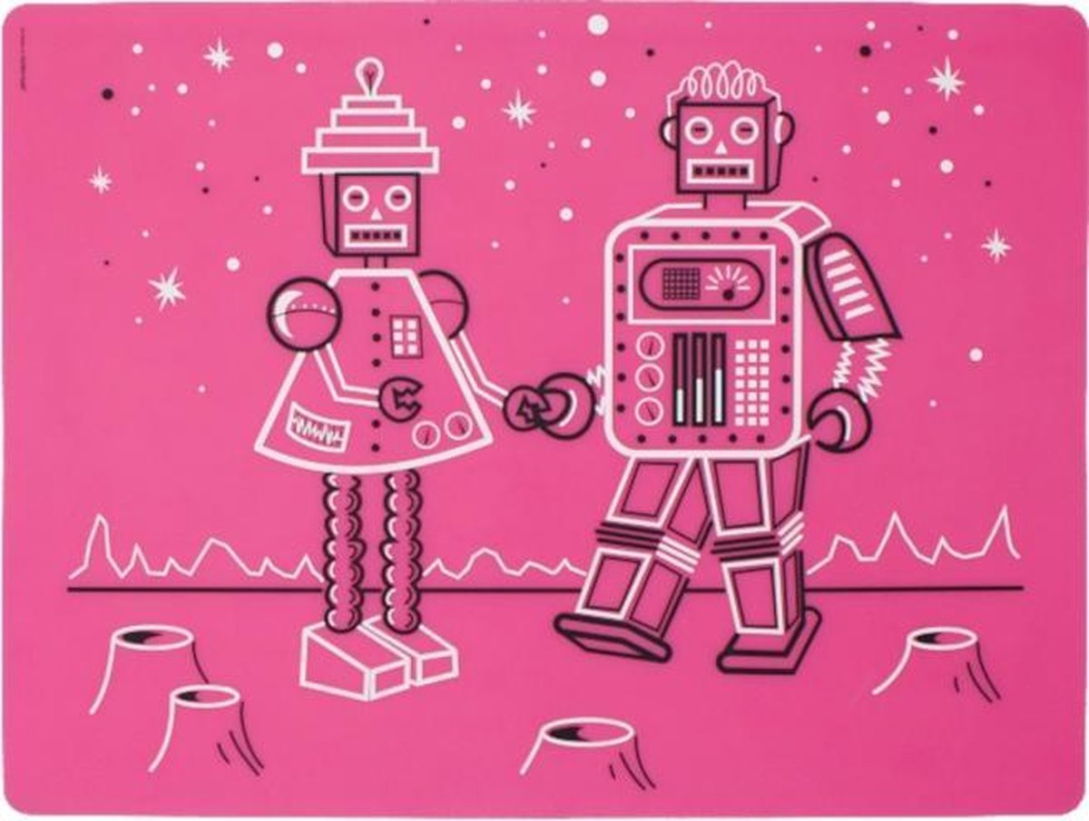 Modern Twist Mark Matz Robot Love Placemat - 40 x 32 cm - Roze | bol.com