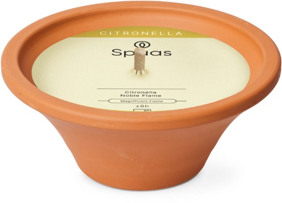Spaas Kaarsen - Buitenkaars Citronella in Terracotta Schaal - Tuinkaars ...