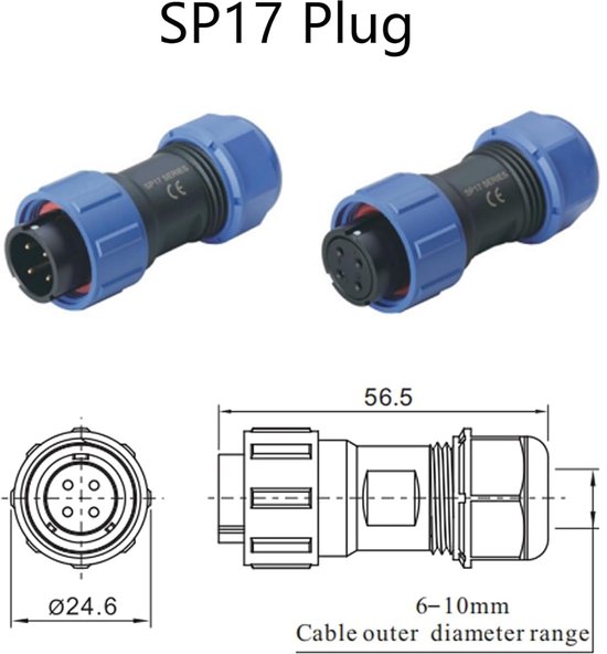 Pack of 3 - Socket Plug - Aviation Plug - SP17 - 3 Pin - IP68 - Solder ...