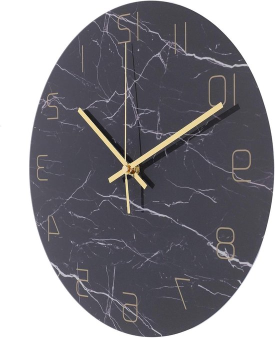 Allecto Plus - Nordic Wandklok Marmer Print Stil Ronde Hangklok ...