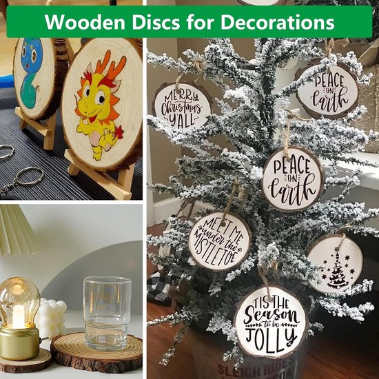 Pack of 30 Boomschijven met Schors - 9-10 cm - Houten Schijven van ...