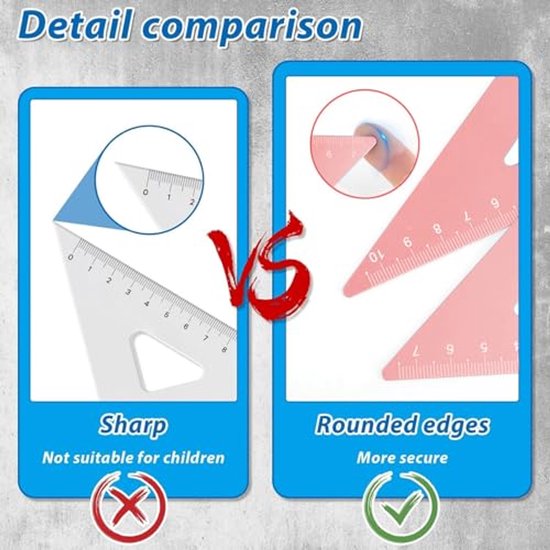 shark, slats 6in, 4pcs Metal Ruler Set Rounded Corners Safety Design ...