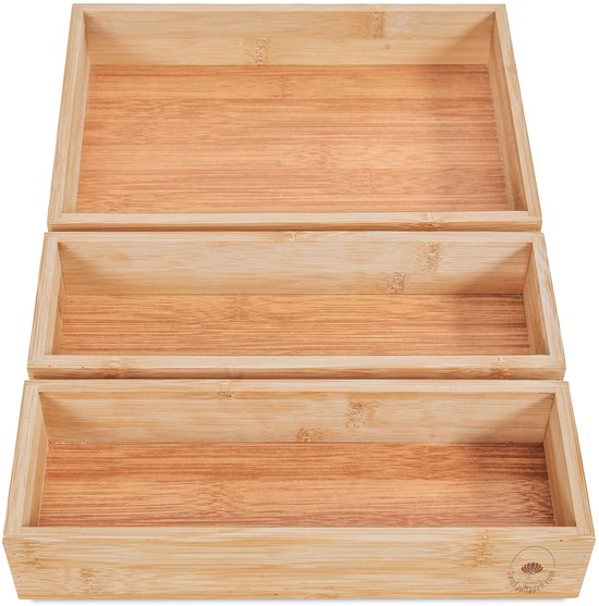DeinKaufladen.com Set van 3 opbergdozen houten organizer – praktische ...