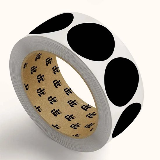 Zwarte stickers op rol - rond - 7,5 cm - 318 stickers per rol | bol