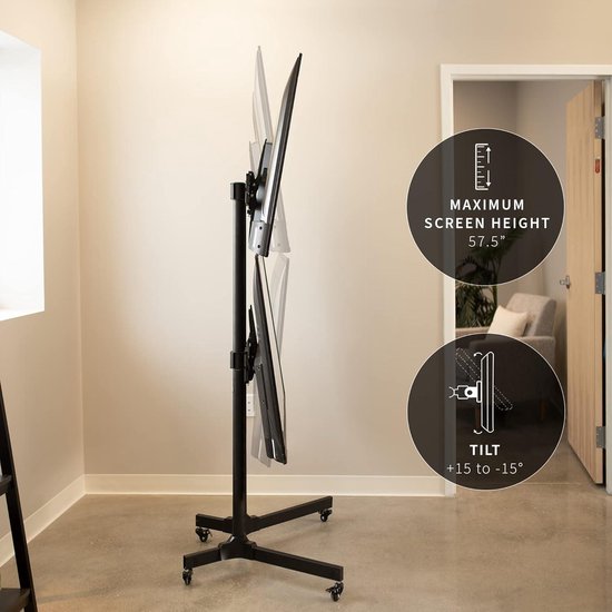 Rolling Dual Screen TV Cart for 32 to 65 inch LCD LED Plasma Flat Panel ...