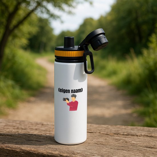 Hacebo® - fotograaf man grijs haar met eigen naam waterfles met ...
